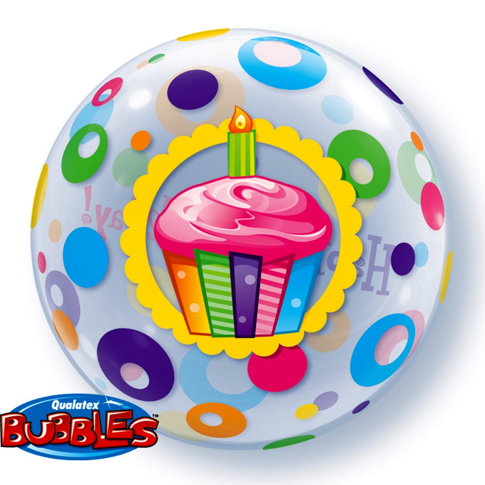 Balon Bubble 56cm Happy Birthday cake