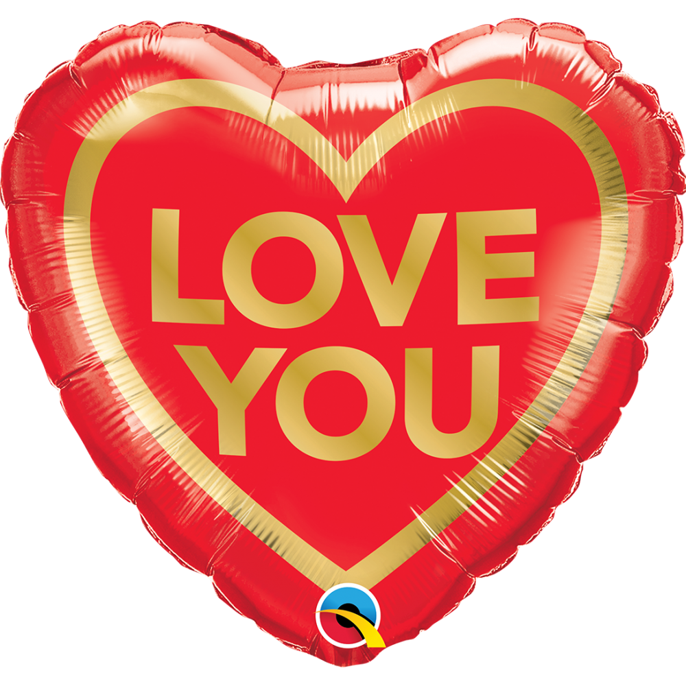 Folie 45 cm inima - Love You Golden Heart