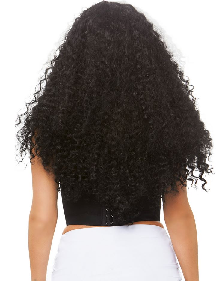 Peruca neagra cu suvite albe par lung cret